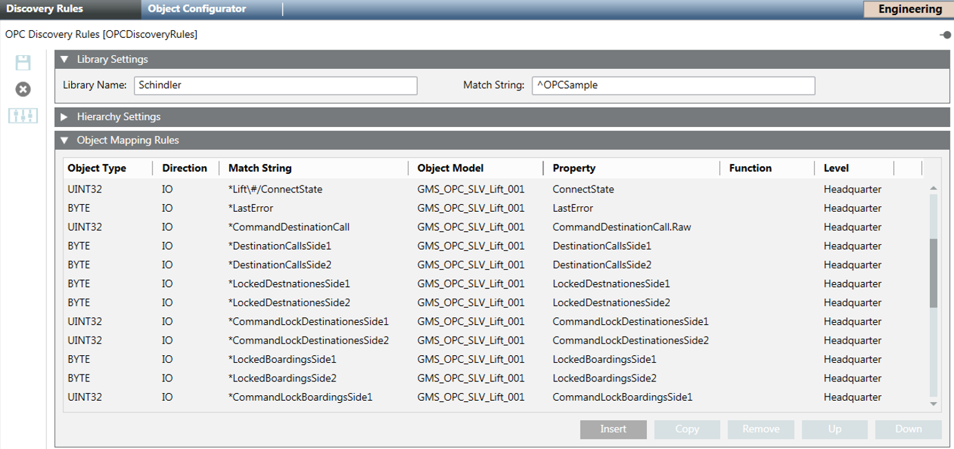 Example of OPC Discovery Rules Configuration