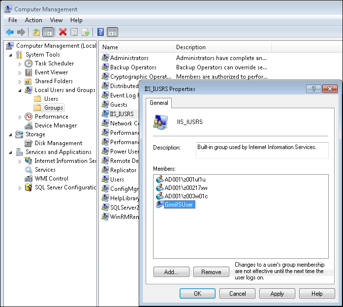 Create an IIS User and Assigning it to the IIS_IUSRS Group