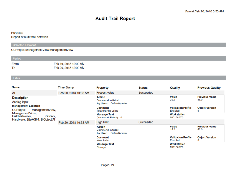 Audit Trail Report