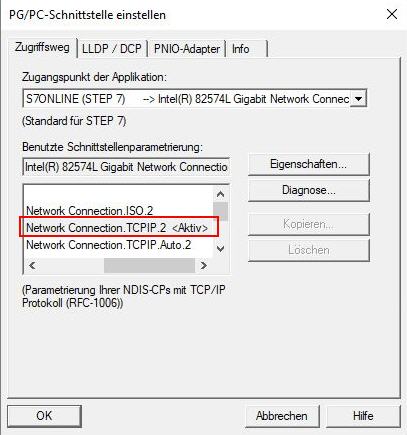 Konfigurieren Sie die PG/PC-Schnittstelle