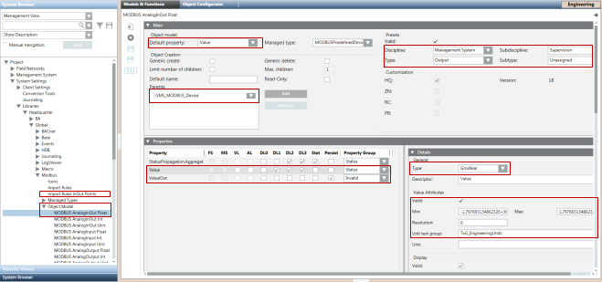 Modbus InOut Object Models