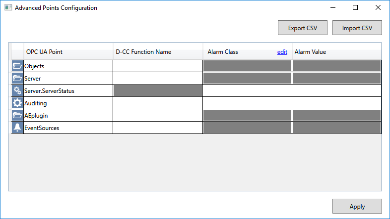 Setting the OPC UA Advanced Configuration