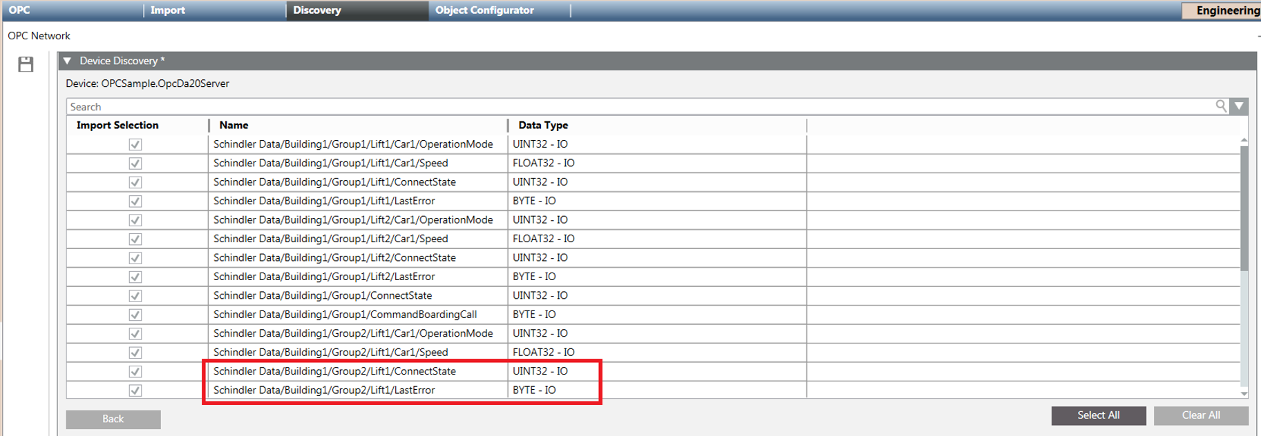 Example of OPC Discovery Rules Configuration