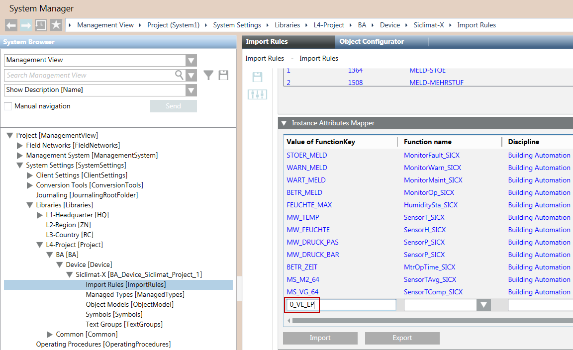 Mapping Custom SICLIMAT X Graphics to Management Platform Graphics